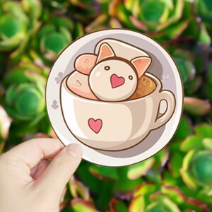 1 Pc Cozy Cup Cat Vinyl Sticker,sticker for Tablets Laptop Windows ...