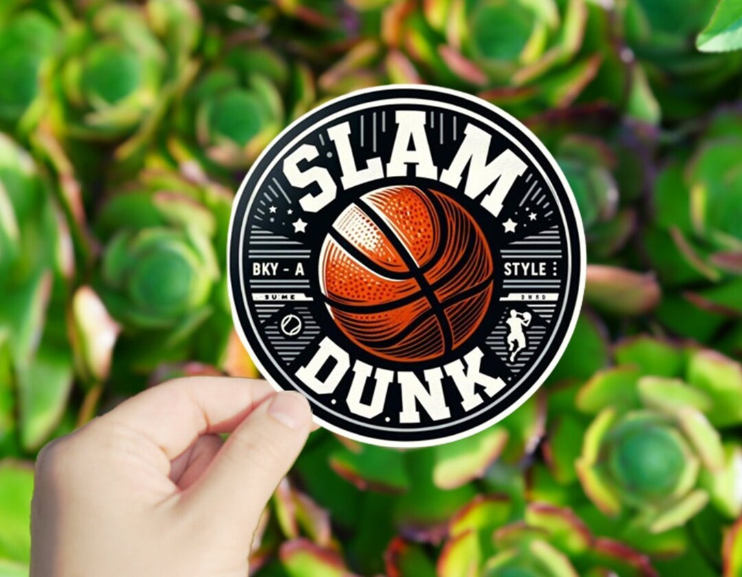 1 Pack "slam Dunk" Basketball Sticker, Vinyl Stickers, Digital Printing ...