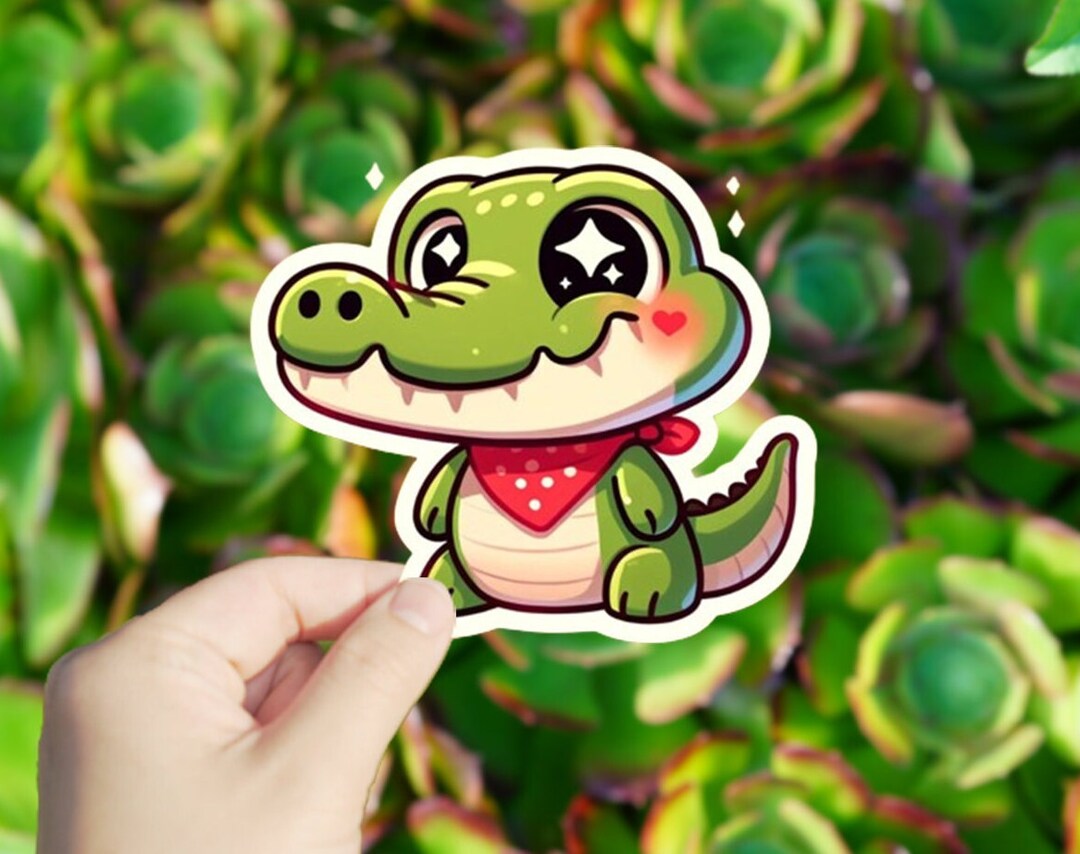1 Pc Cute Crocodile Sticker, Vinyl Stickers, Digital Printing, Sticker ...