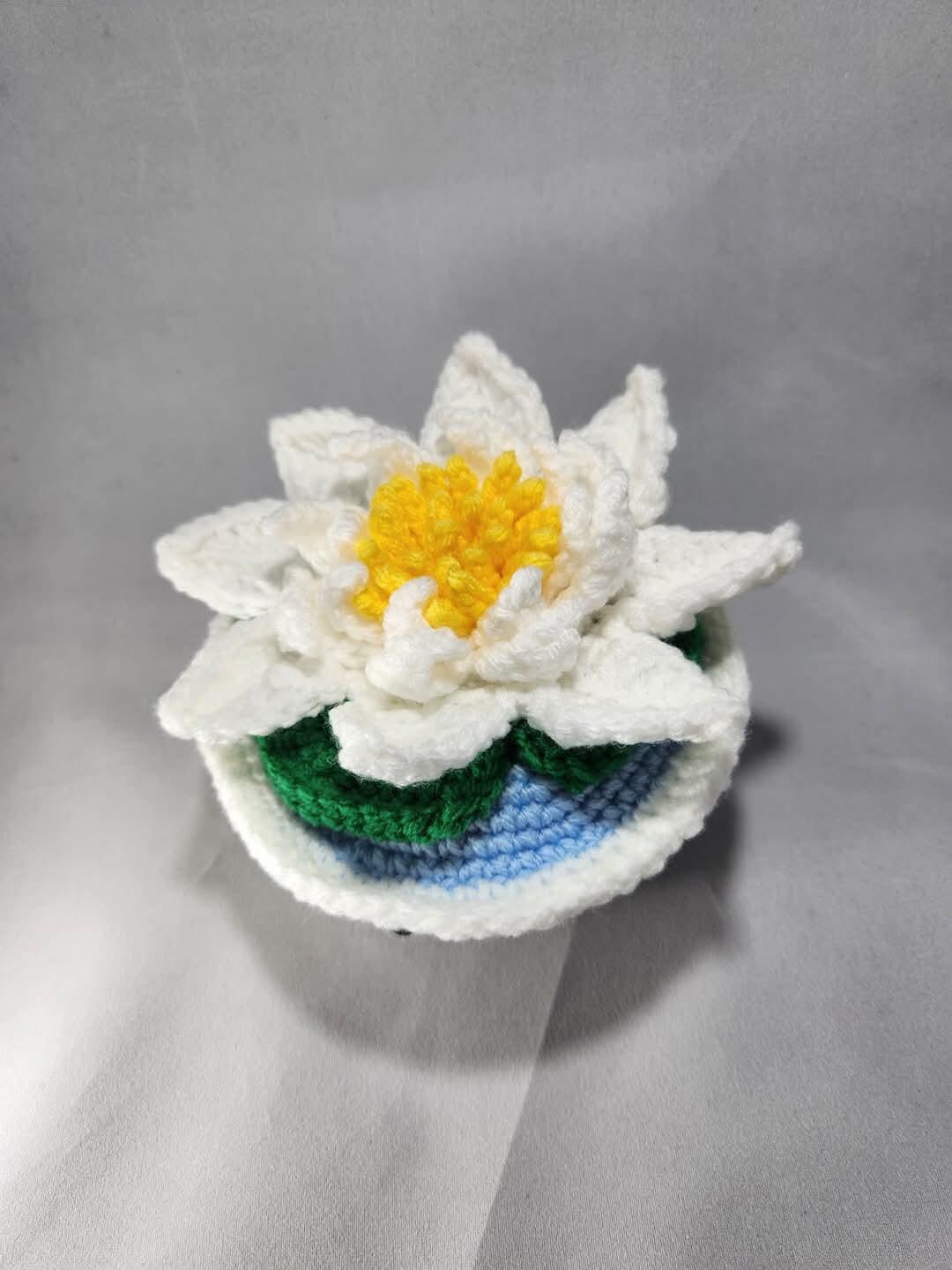 Water Lily in a Pot, Handmade Crochet Everlasting Flower Gift - Etsy