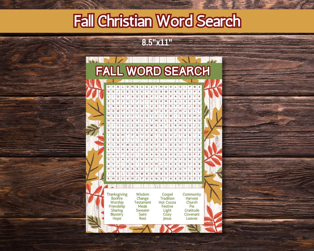 Fall Christian Word Search, Religious Christian Game Activity, Silent ...