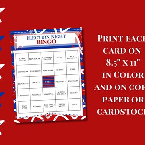 Election Night Bingo Cards, Republican, Democrat, Election Watch Party ...