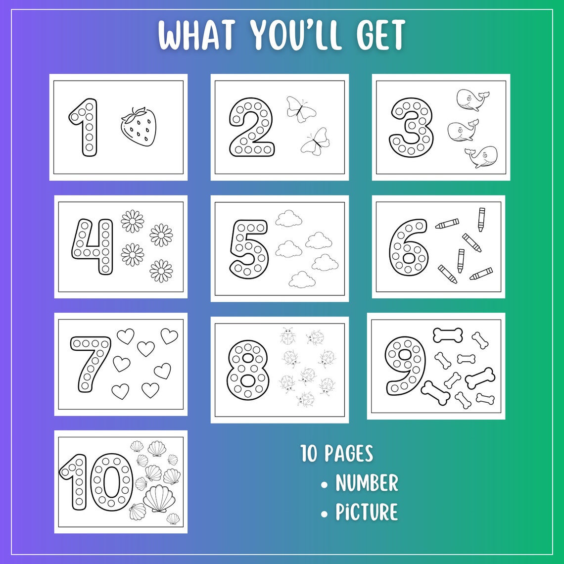 1-10 Numbers Dot Marker Coloring Pages, Preschool Homeschool Camp ...
