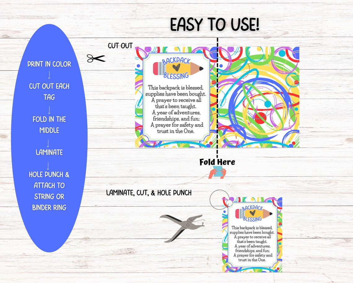 No Edit Blessing of the Backpack Tag, School Year Prayer Poem for ...