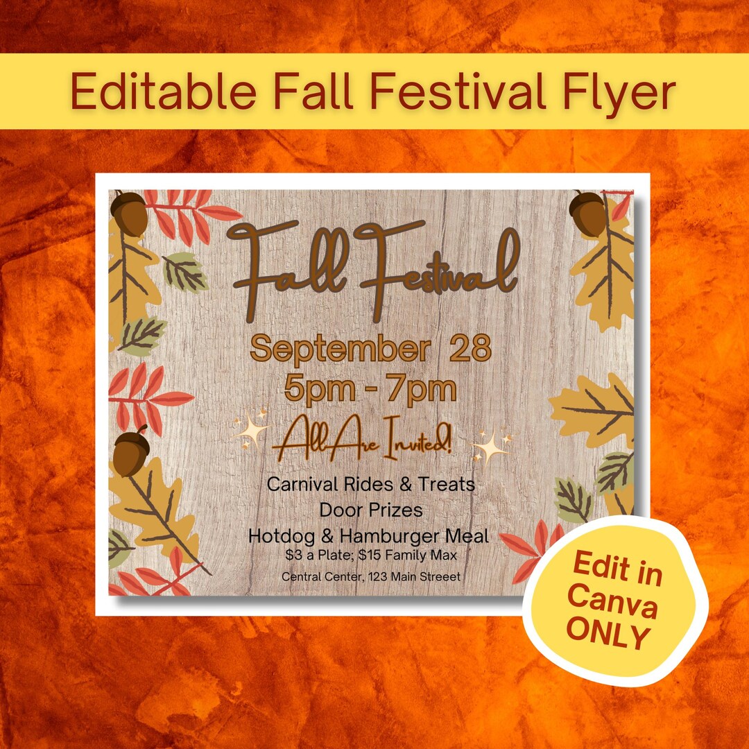 Editable Fall Festival Event Flyer, Block Neighborhood Party, Church ...