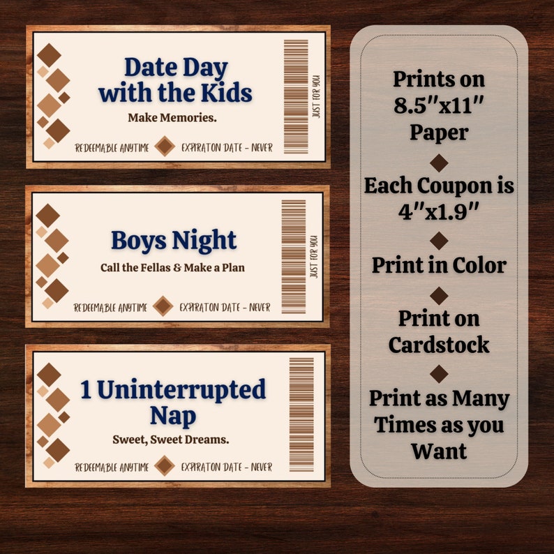 Printable Father's Coupon Book for Dads, Happy Father's Day, Happy ...