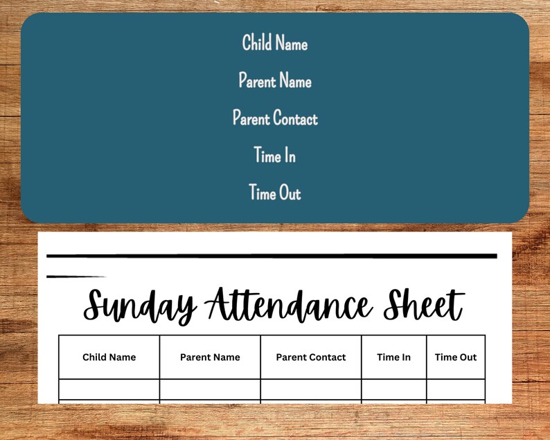 Sunday School Attendance Chart, Sign in Out, Printable PDF Sunday ...