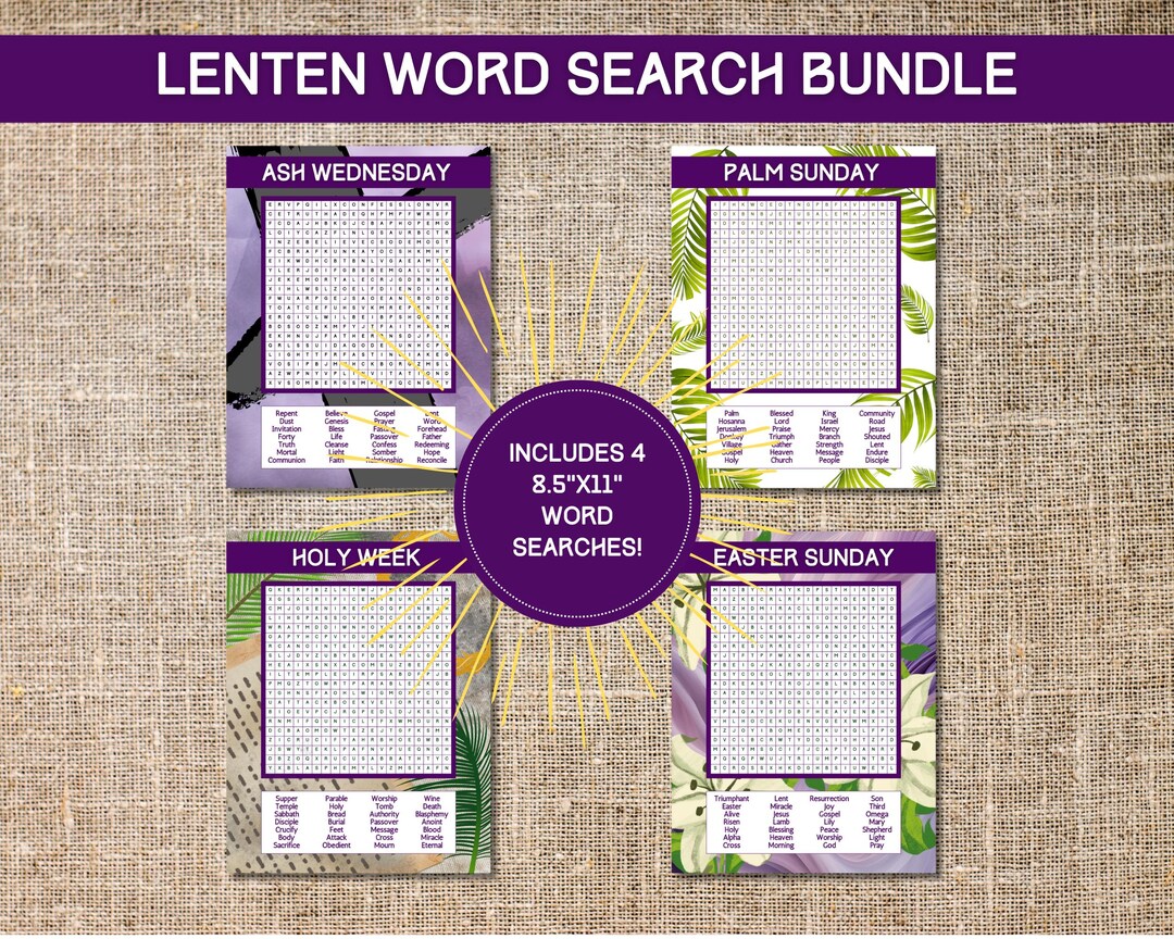 Lenten Word Search Bundle, Religious Christian Game, Silent Activity ...