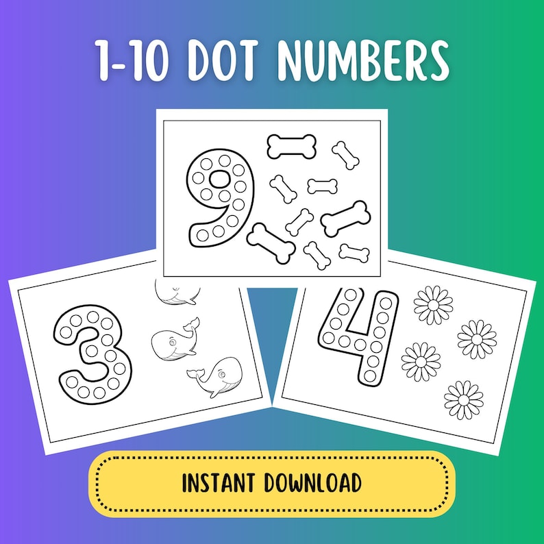 1-10 Numbers Dot Marker Coloring Pages, Preschool Homeschool Camp ...