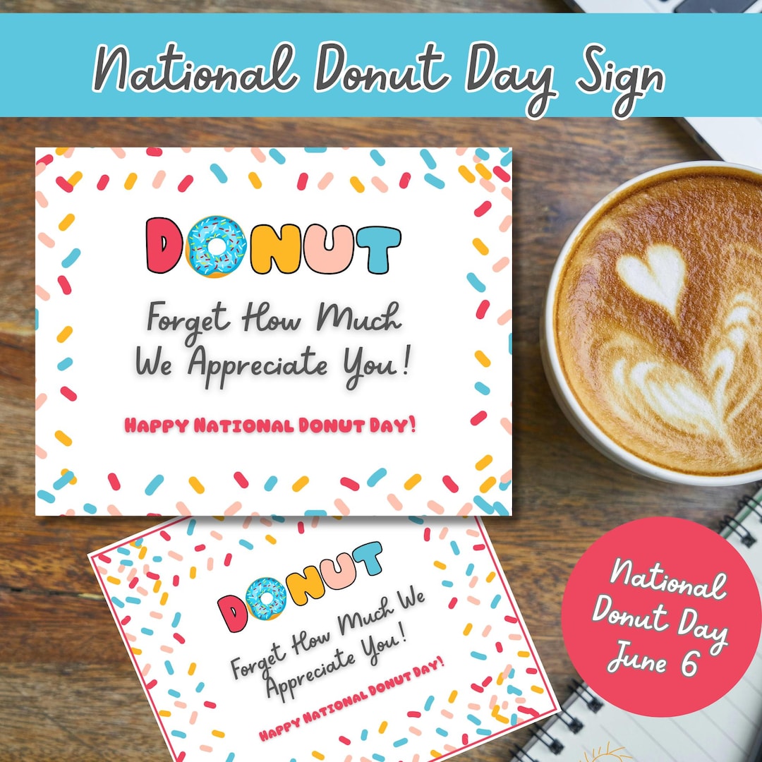 National Donut Day Sign, Office Staff School Family, Donut Appreciation ...