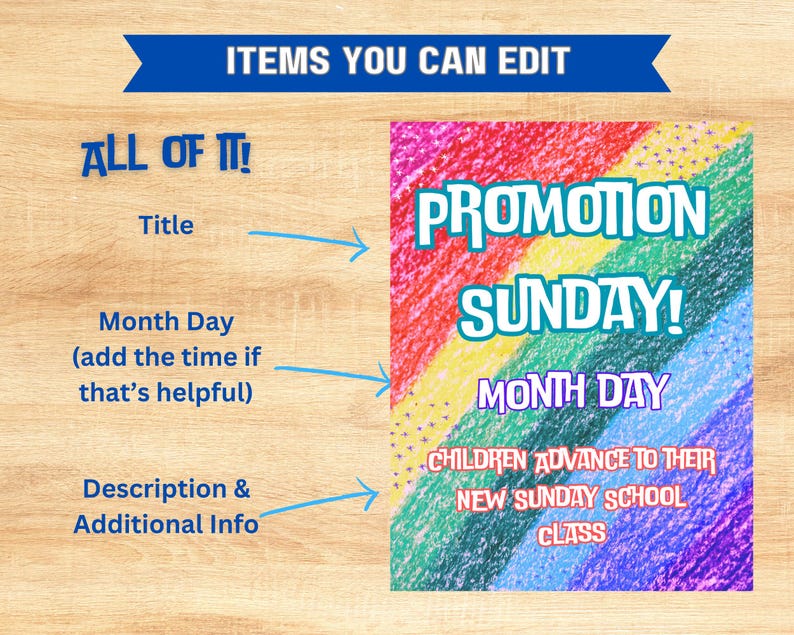 Editable Promotion Sunday Flyer, Moving up a Grade Sunday School, Back ...