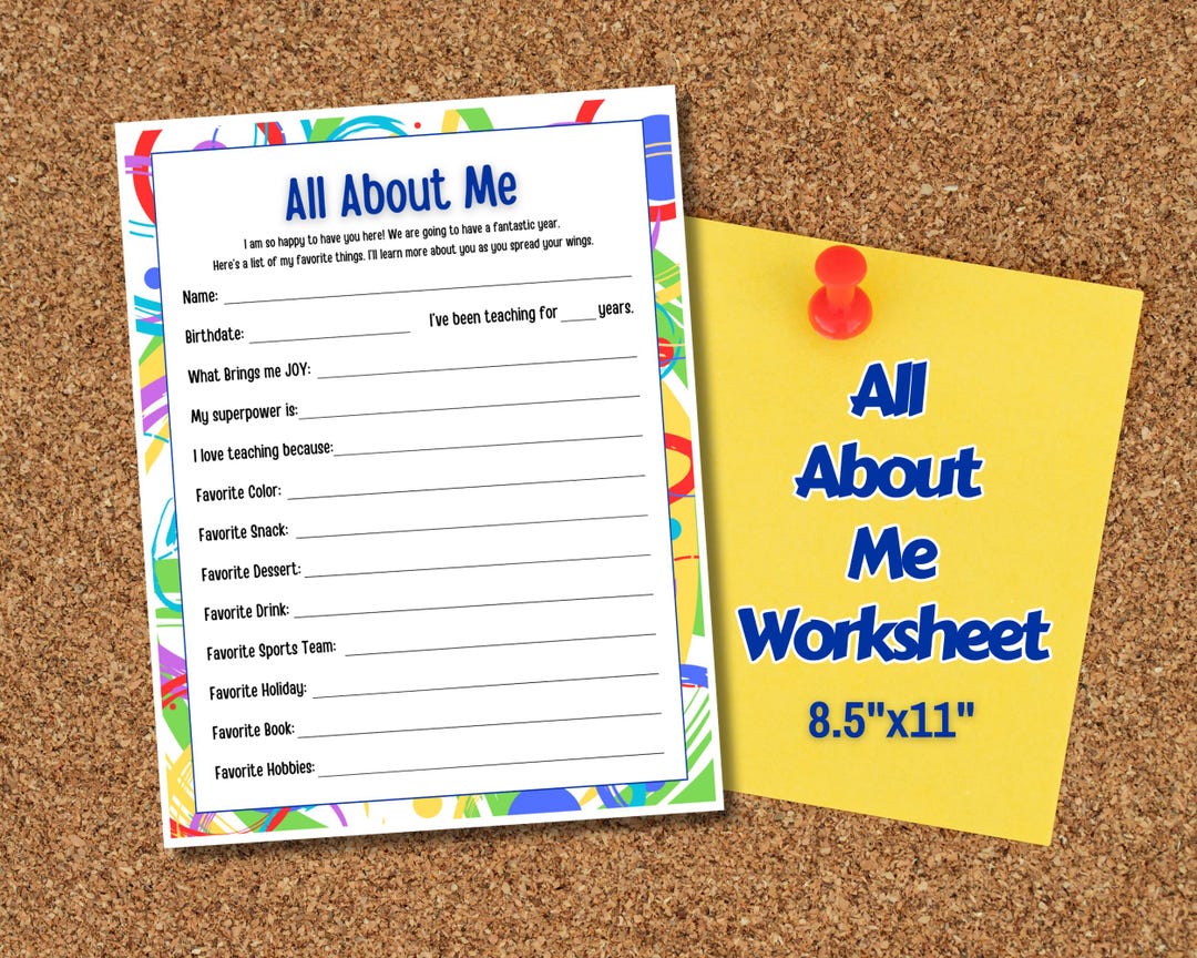 All About Me Teacher Worksheet, Get to Know Teacher, PTO, PTA, Room Mom ...