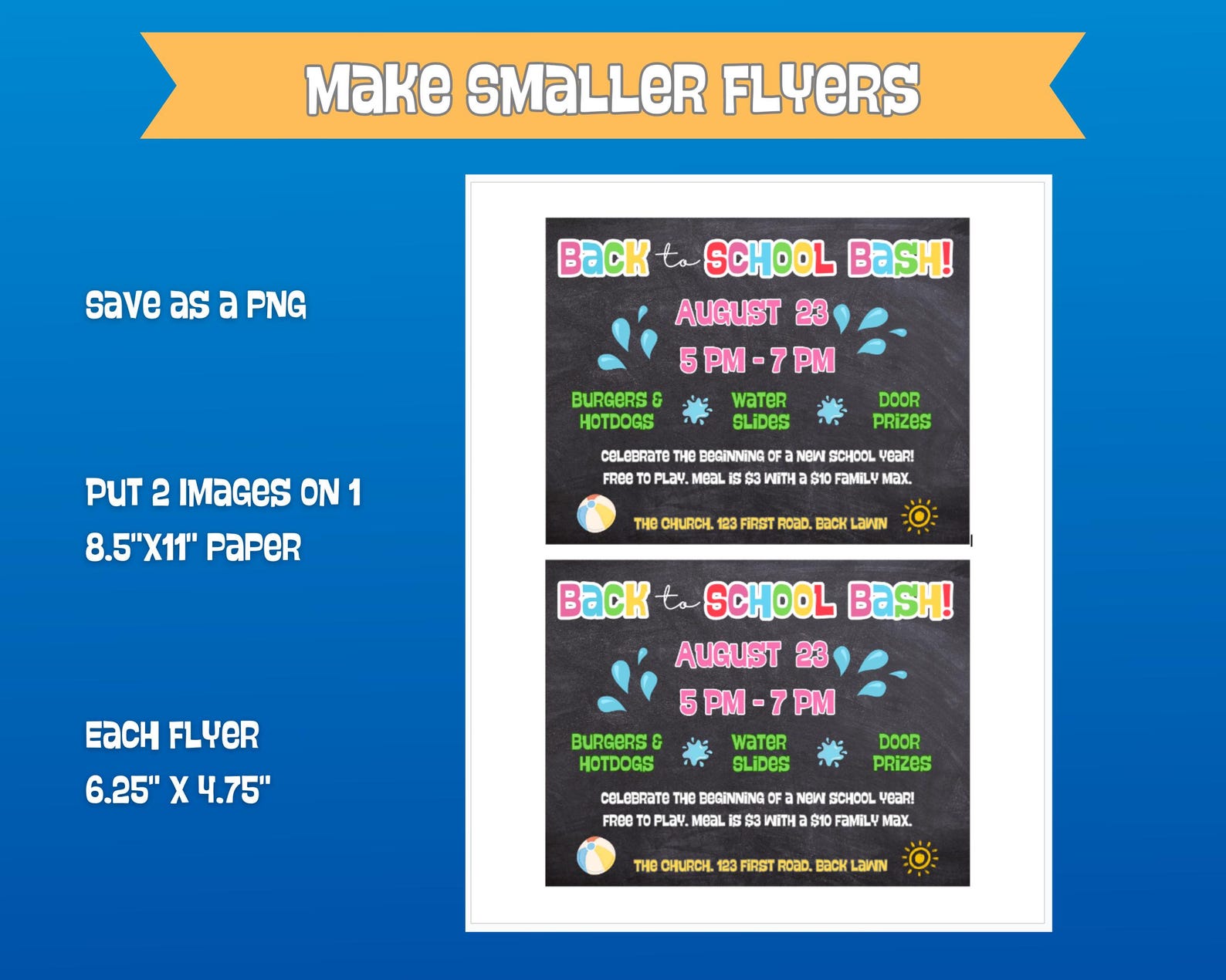 Editable Back to School Bash Flyer, School Chalkboard Colorful, End of ...