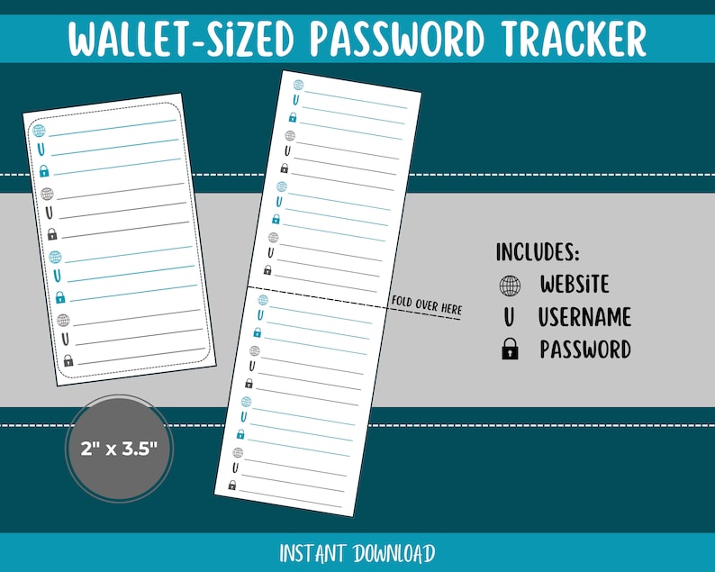 Printable Password Tracker, Passwords and Notes, Organizer Binder ...
