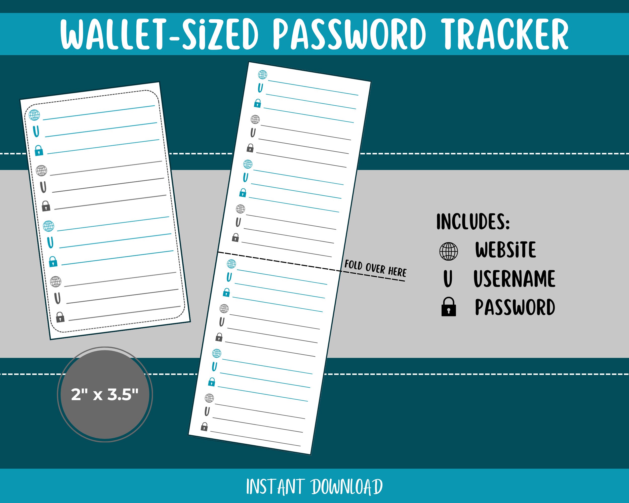 Printable Password Tracker, Passwords and Notes, Organizer Binder ...