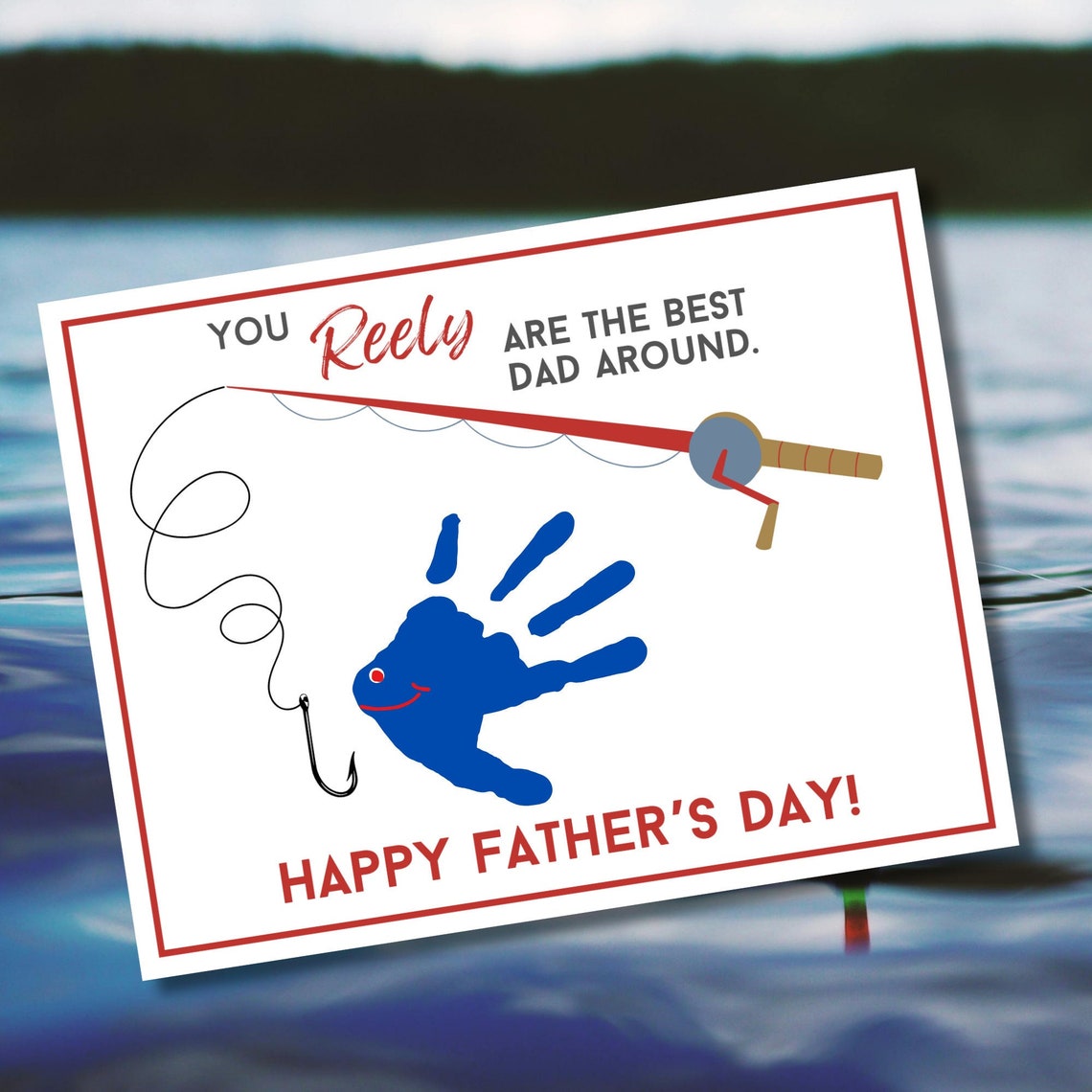 Father's Day Fishing Handprint From Kids, Father's Day Gift, Daddy Gift ...