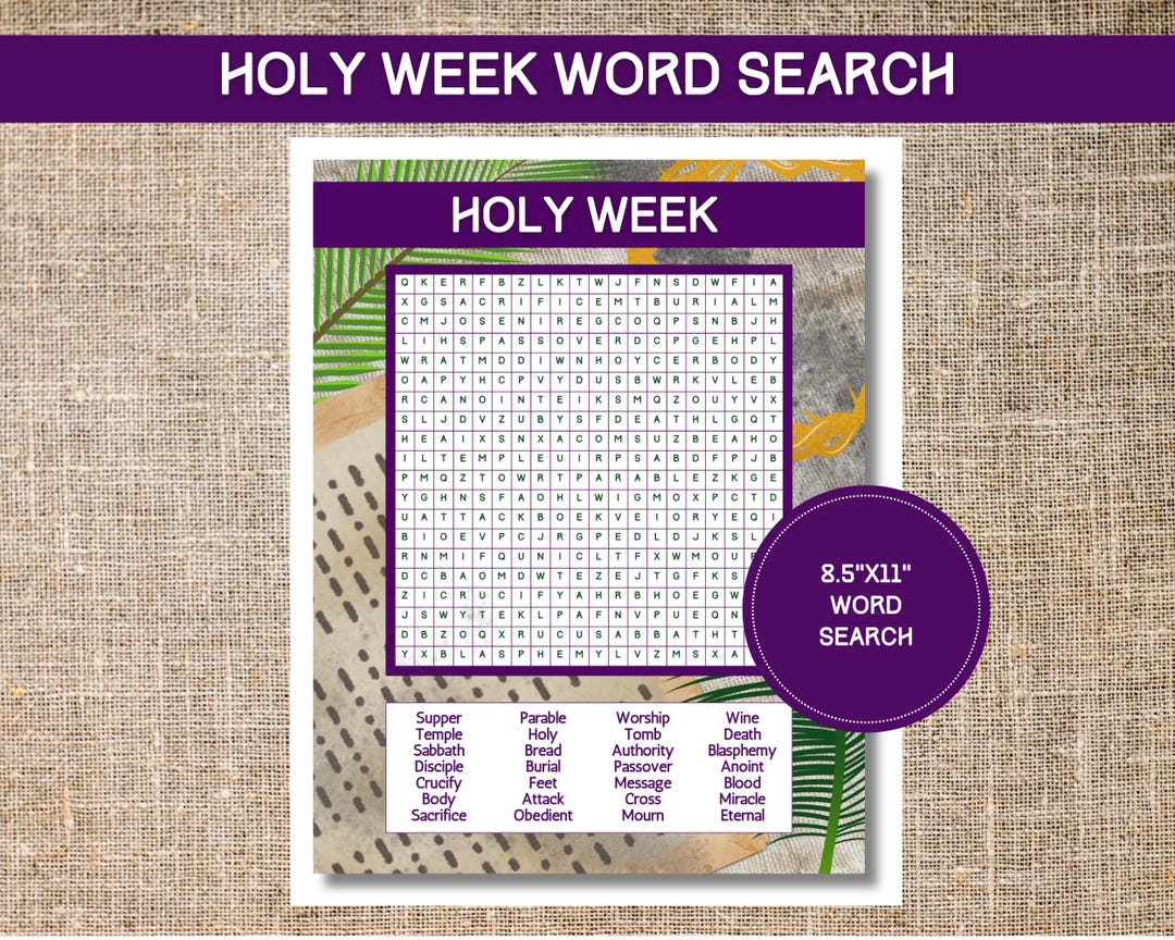Holy Week Word Search Bundle, Christian Game, Silent Activity, Sunday ...