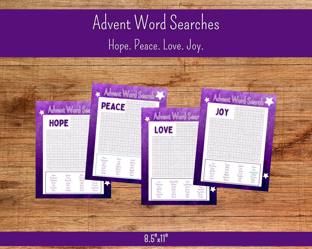 Advent 4 Week Christmas Word Search, Religious Christian Game Activity ...