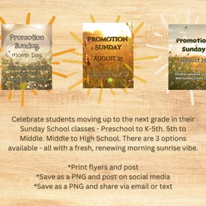 Editable Promotion Sunday Flyer, Moving up a Grade Sunday School, Back ...