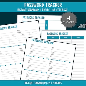 Printable Password Tracker, Passwords and Notes, Organizer Binder ...