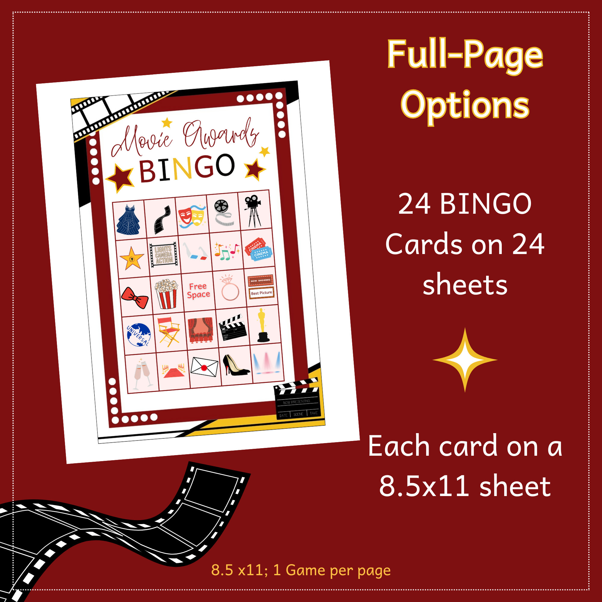 Hollywood Movie Awards Watch Party BINGO, Party Games, Awards Ceremony ...