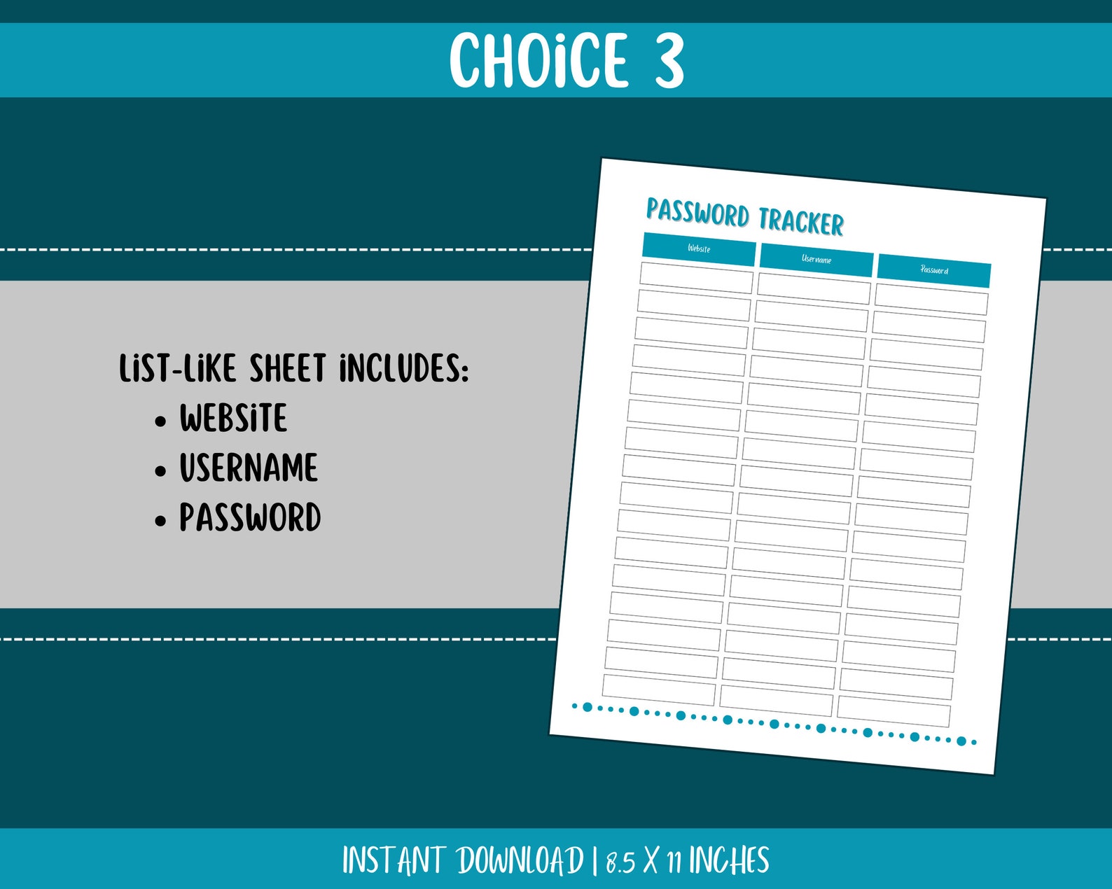Printable Password Tracker, Passwords and Notes, Organizer Binder ...