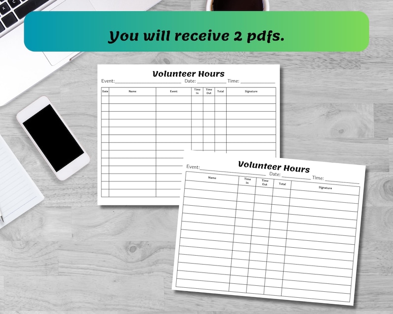 Volunteer Hours Tracker Log Printable, Event Hours, Volunteering ...