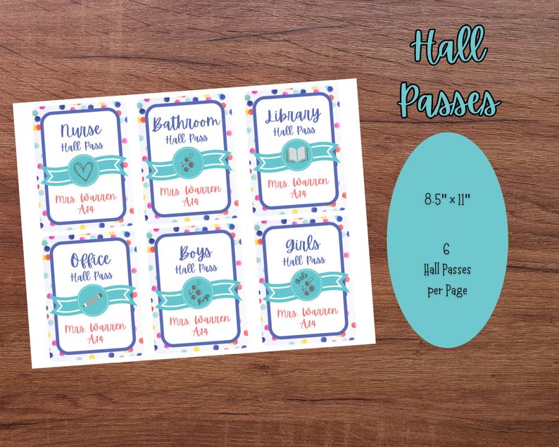 Editable School Hall Pass, School Year, Teacher Classroom, Church ...