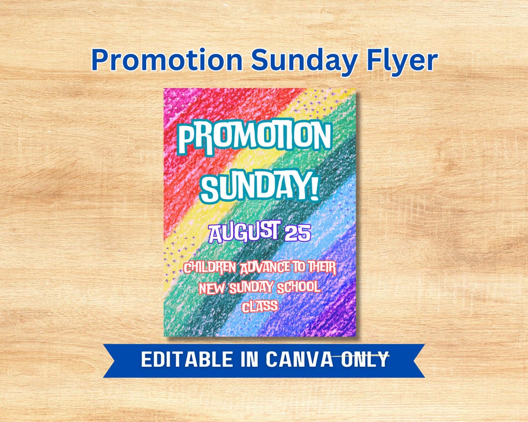 Editable Promotion Sunday Flyer, Moving up a Grade Sunday School, Back ...