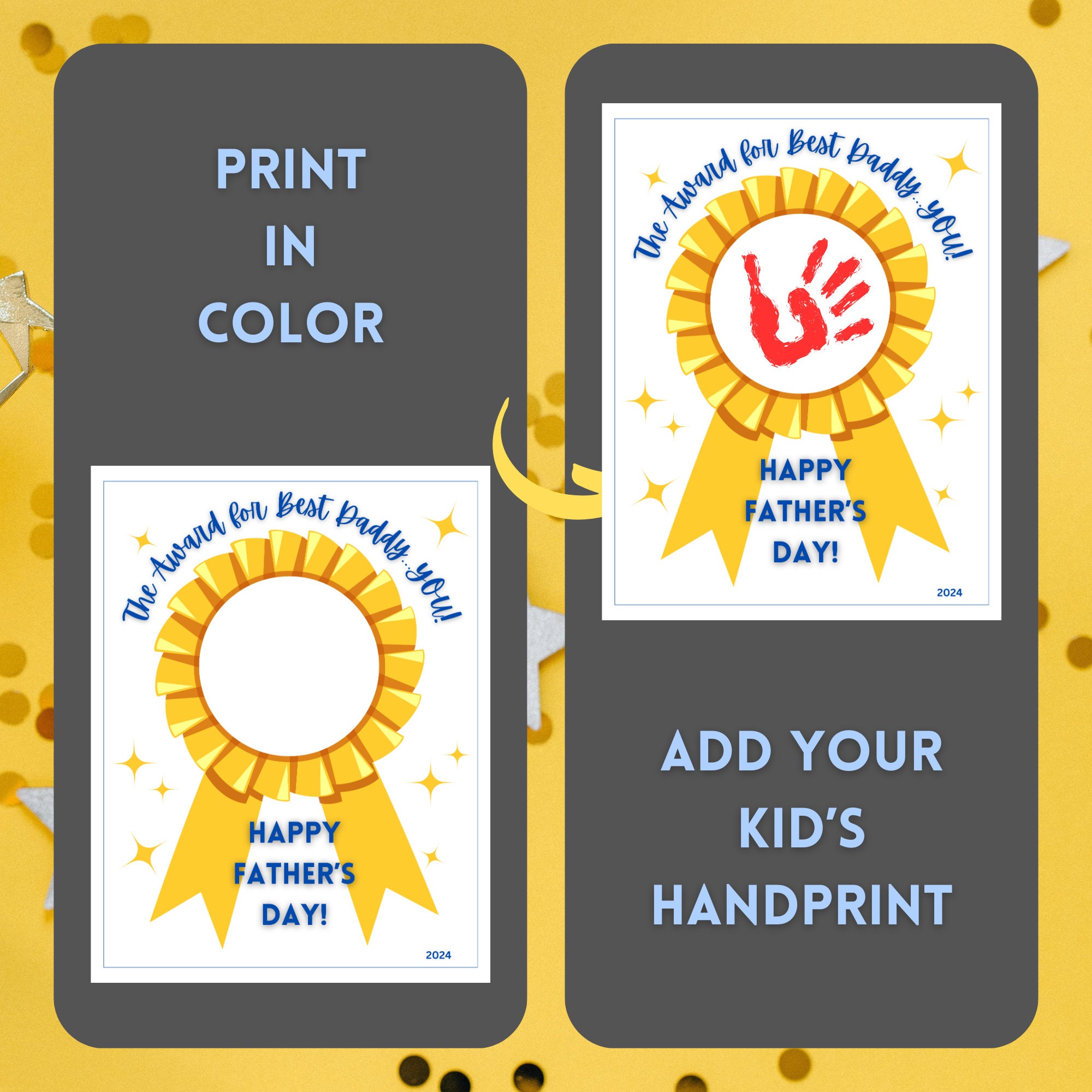 Father's Day Handprint Award From Kids, Father's Day Gift, Daddy Father ...