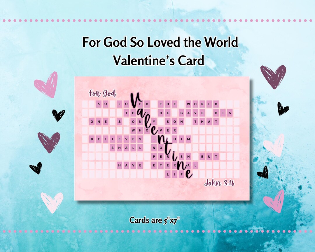 For God so Loved the World Valentines Day Card, Christian Card, John ...