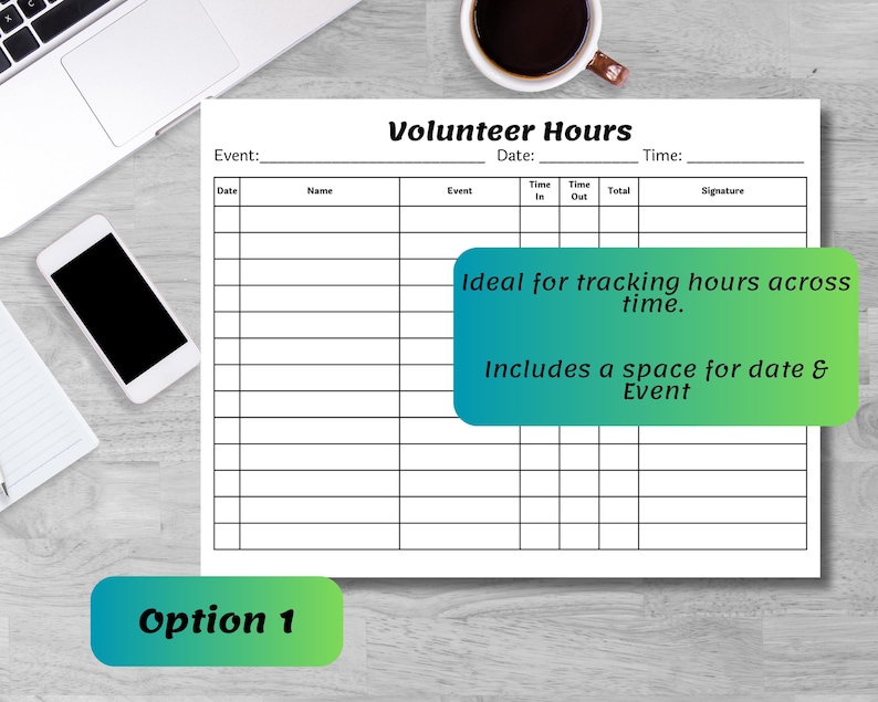 Volunteer Hours Tracker Log Printable, Event Hours, Volunteering ...