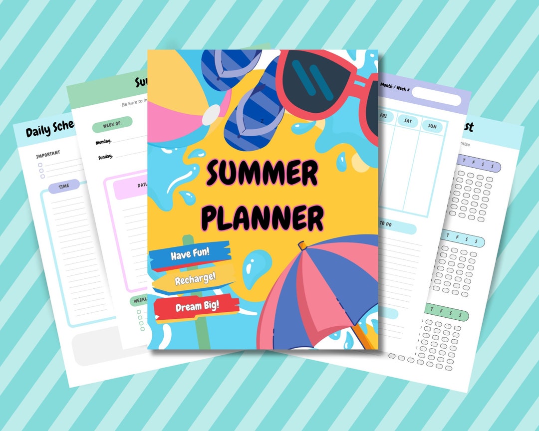 Printable Summer Planner, Summer Calendar Chore Chart, Families Kids ...