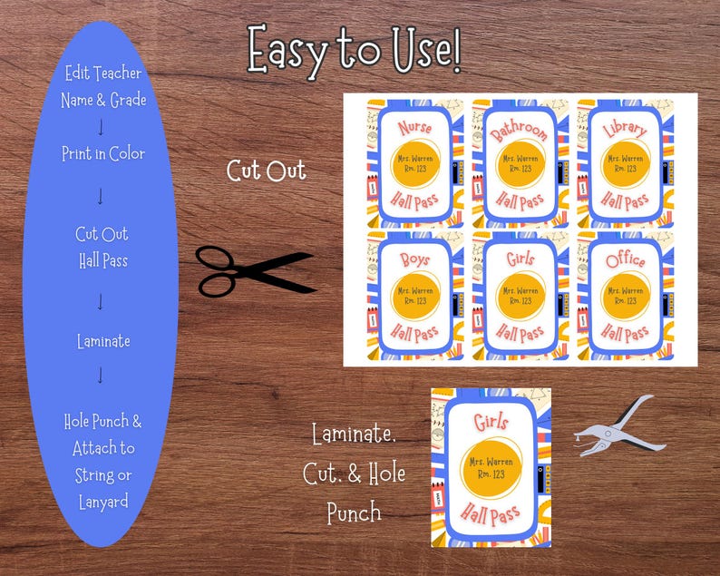 Editable School Hall Pass, School Year, Teacher Classroom, Church ...