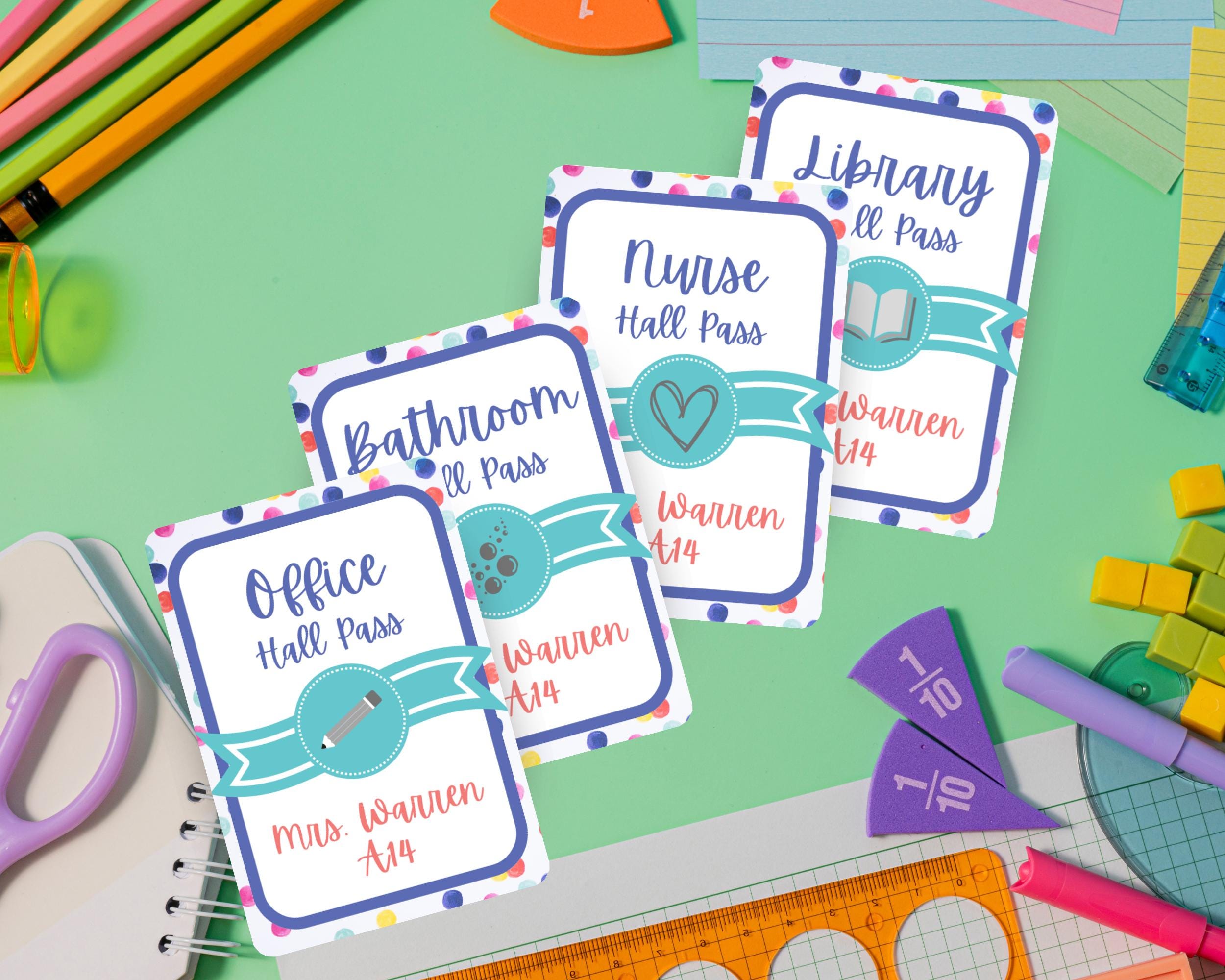 Editable School Hall Pass School Year Teacher Classroom Church Sunday School Printable