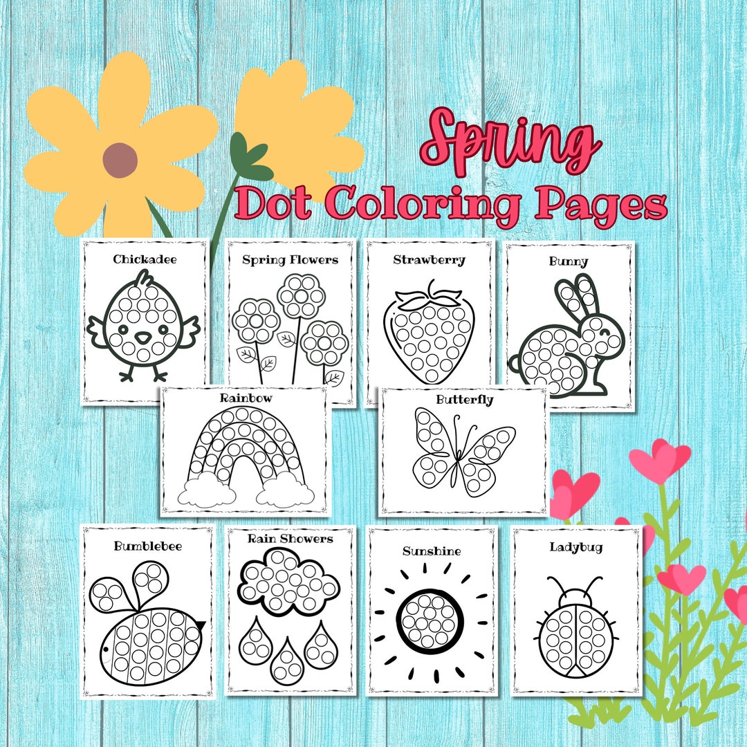 Spring Dot Marker Coloring Pages Bundle, Preschool Homeschool Camp ...