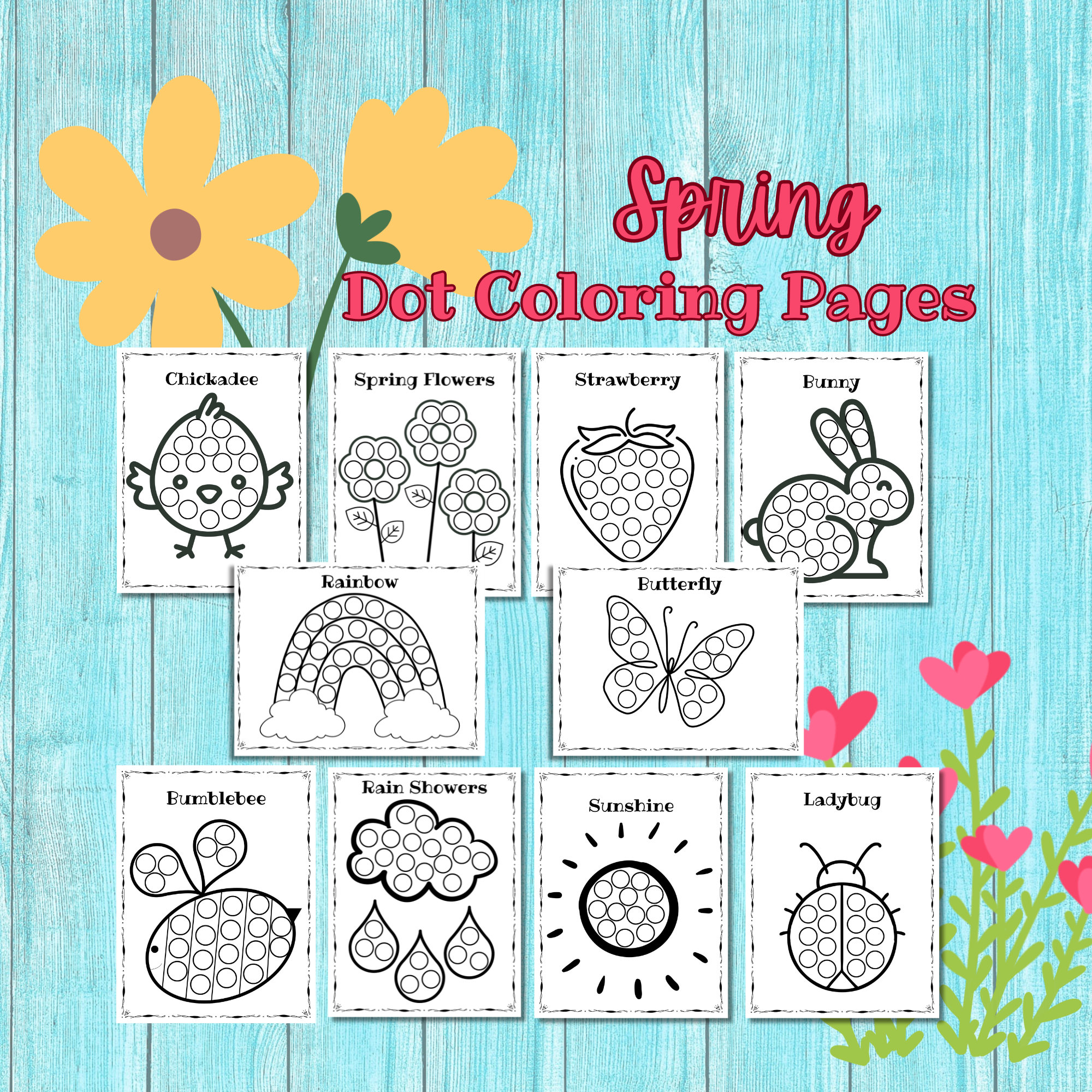 Spring Dot Marker Coloring Pages Bundle, Preschool Homeschool Camp ...