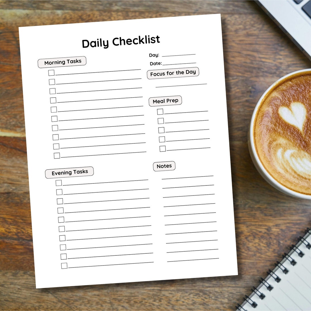 Printable Minimalist Daily Checklist, Simple Task List, Easy to Use, to ...