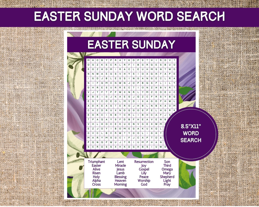 Easter Sunday Word Search Bundle, Christian Game, Silent Activity ...