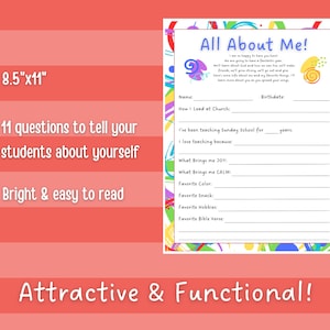All About Me Sunday School Teacher Worksheet, Church Children's ...