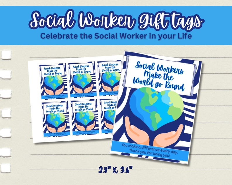 Social Worker's Month Gift Tags, Printable, Instant Download, School ...