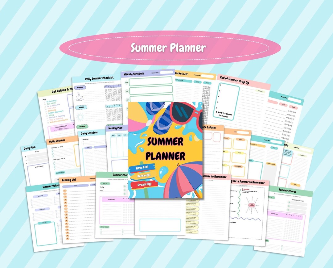 Printable Summer Planner, Summer Calendar Chore Chart, Families Kids ...