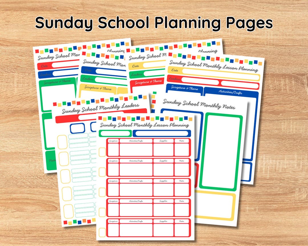 NO EDIT Sunday School Planning Pages Sheets, Religious Christian ...