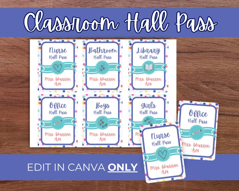 Editable School Hall Pass, School Year, Teacher Classroom, Church ...