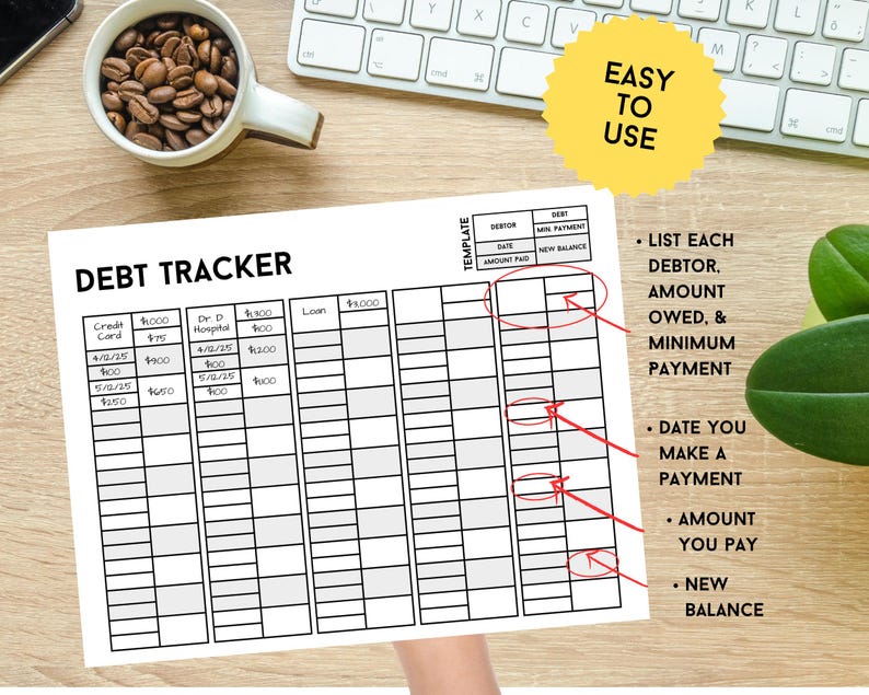 Debt Payment Tracker Printable, Money Planner, Debt Free, Payoff Log ...
