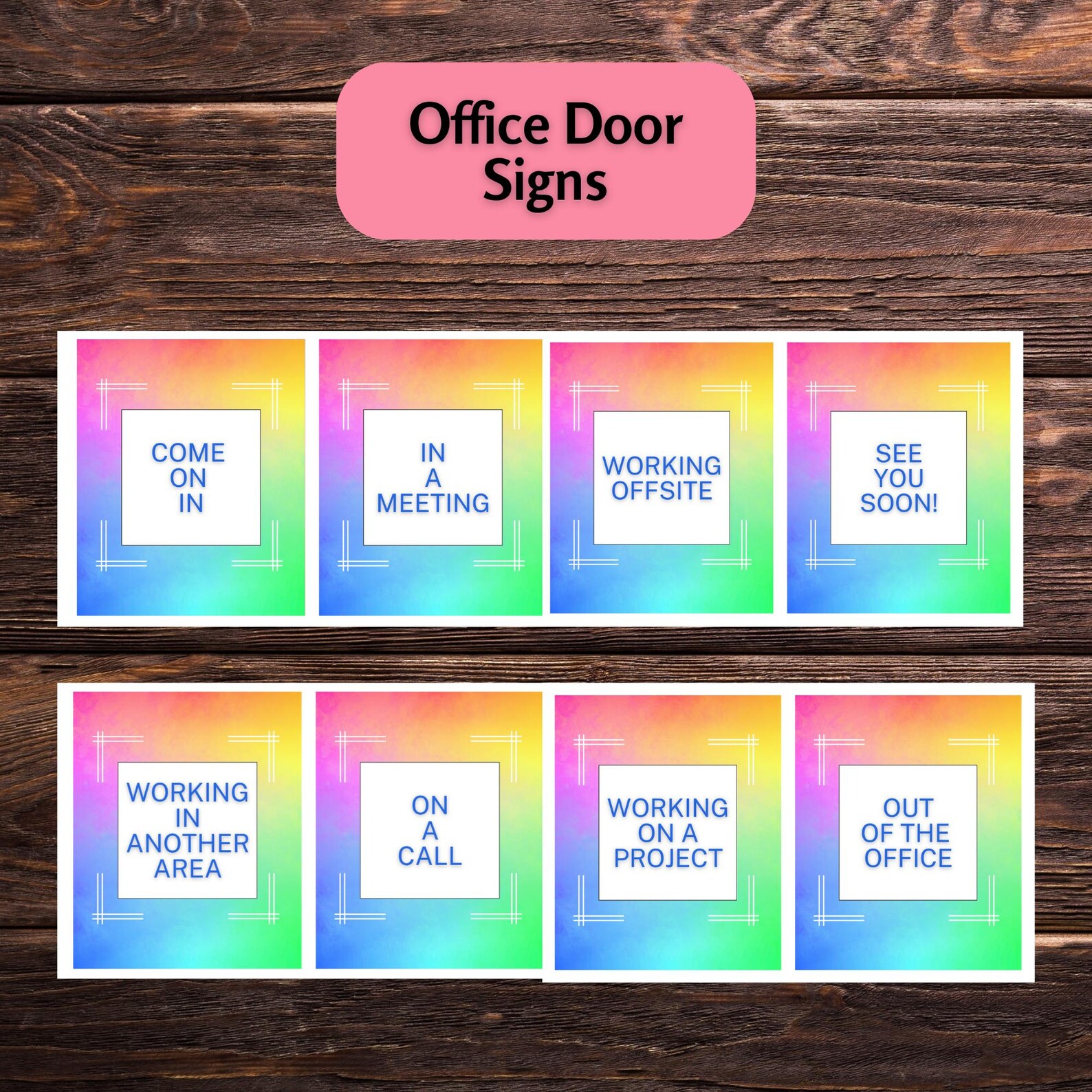 Office Signs for Door Rainbow, Out of Office, on a Call, Printable ...