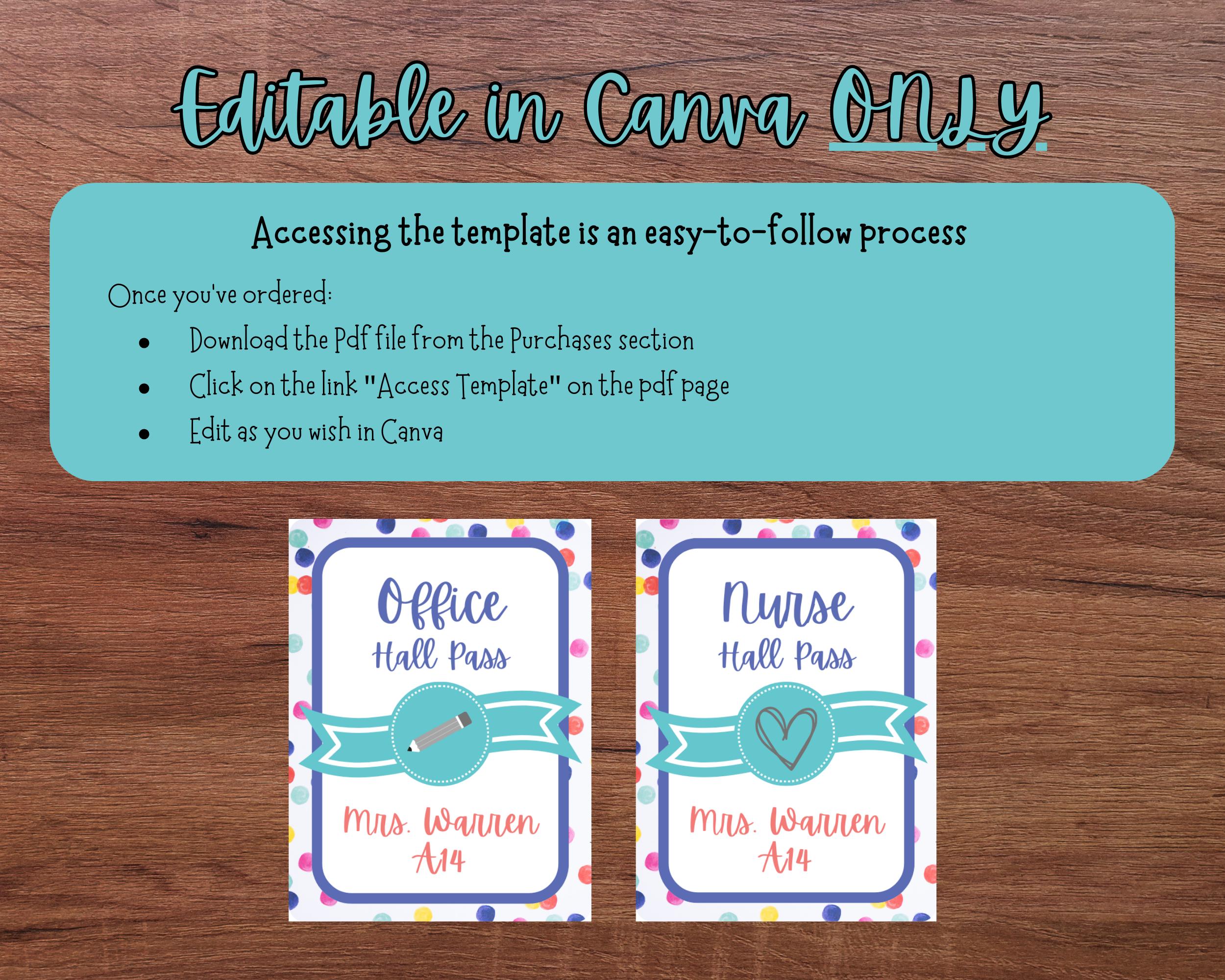 Editable School Hall Pass, School Year, Teacher Classroom, Church ...