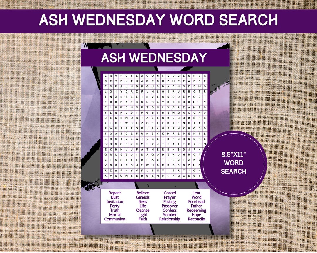 Ash Wednesday Word Search Bundle, Religious Christian Game, Silent ...