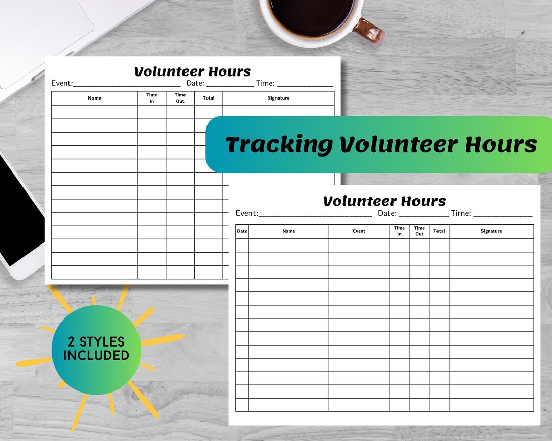 Volunteer Hours Tracker Log Printable, Event Hours, Volunteering ...