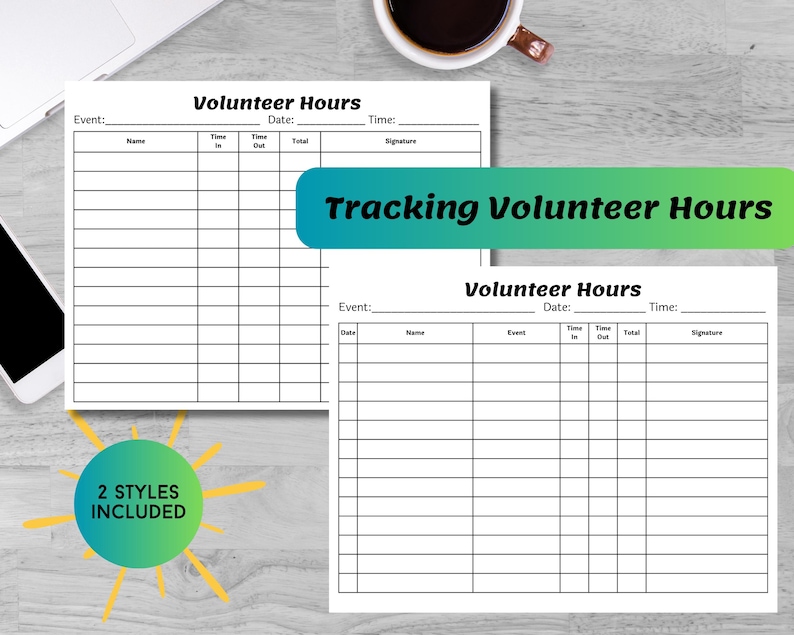 Volunteer Hours Tracker Log Printable, Event Hours, Volunteering ...